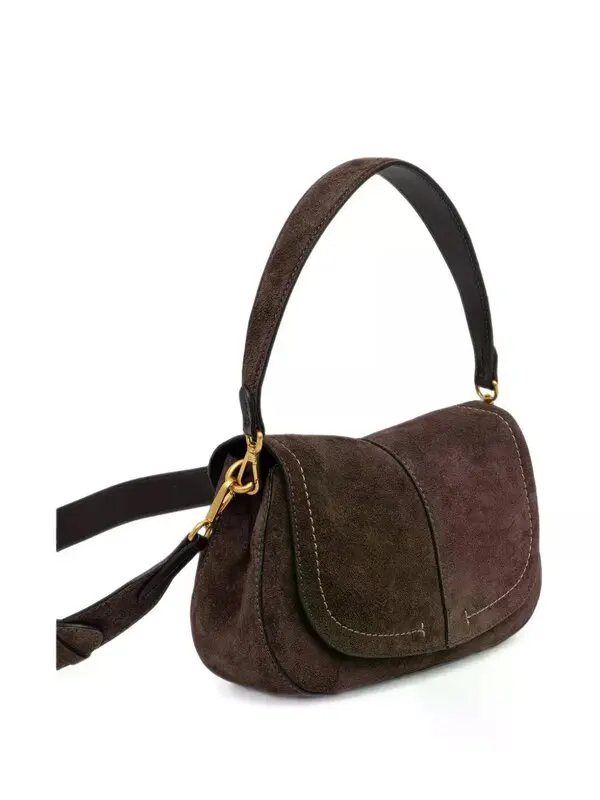 GIANNI CHIARINI Medium Helena Round Contrast-stitch Suede Shoulder Bag