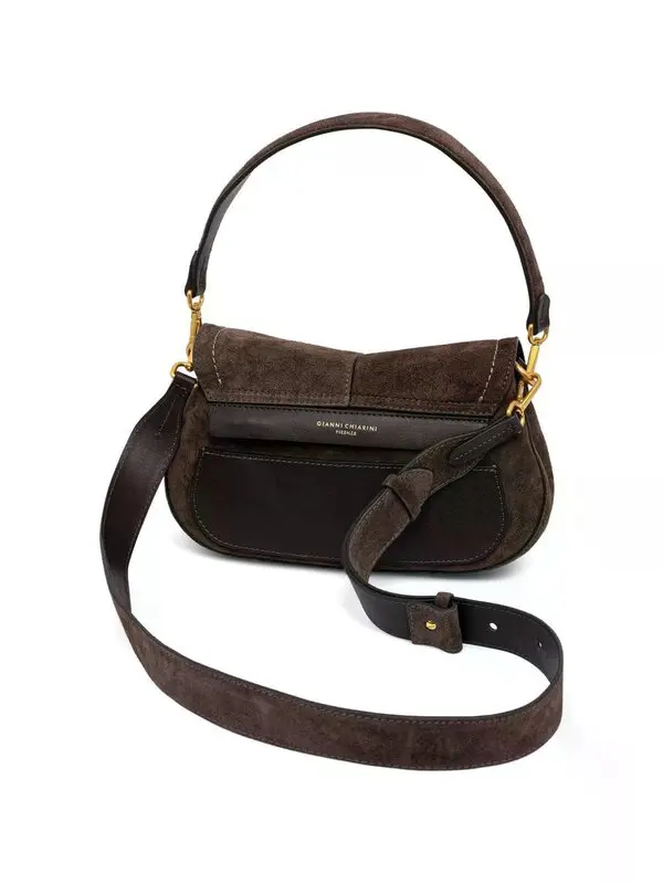 GIANNI CHIARINI Medium Helena Round Contrast-stitch Suede Shoulder Bag - Brown