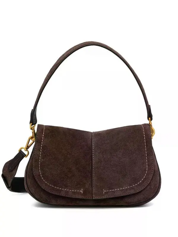 GIANNI CHIARINI Contrast-stitch Suede Shoulder Bag - Brown