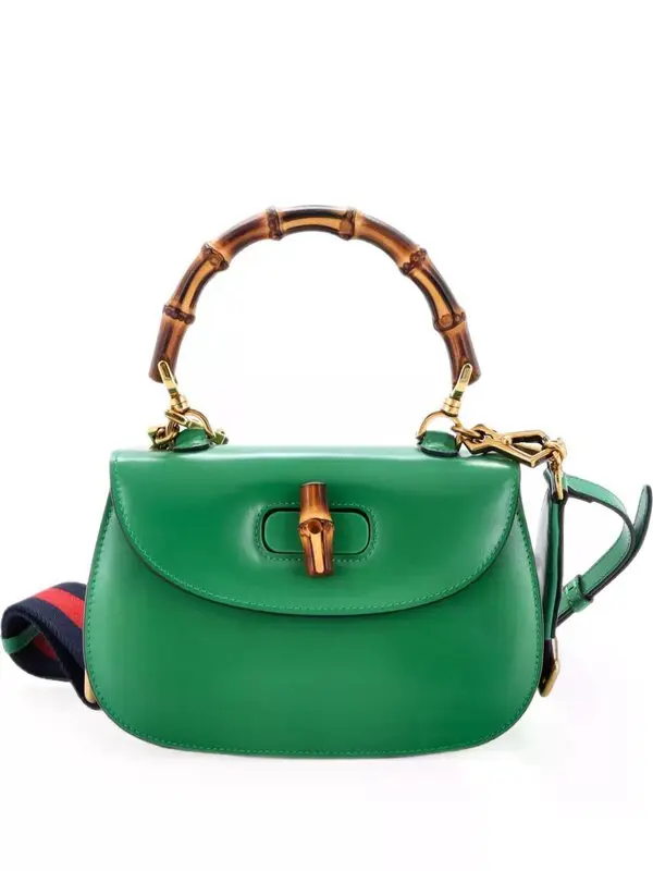 Gucci Leather Bamboo 1947 Top Handle Satchel - Green