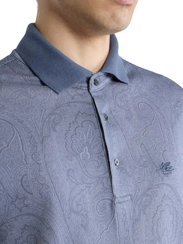 Etro Cotton Polo Shirt With Arnica Pattern
