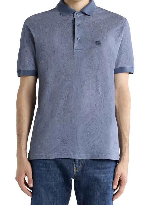 Etro Cotton Polo Shirt With Arnica Pattern