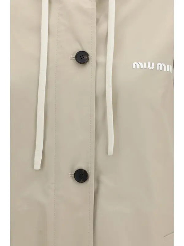 Miu Miu Single-breasted Coat In Panama And Fleece
