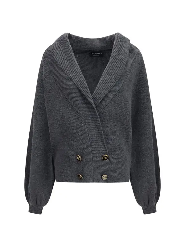Dolce & Gabbana Cropped Shawl Collar Cardigan - Gray