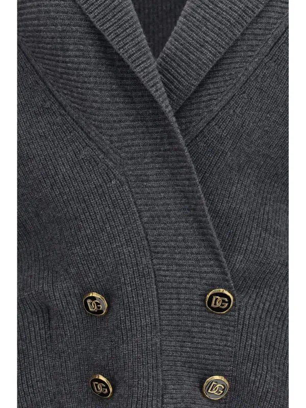 Dolce & Gabbana Cropped Shawl Collar Cardigan - Gray