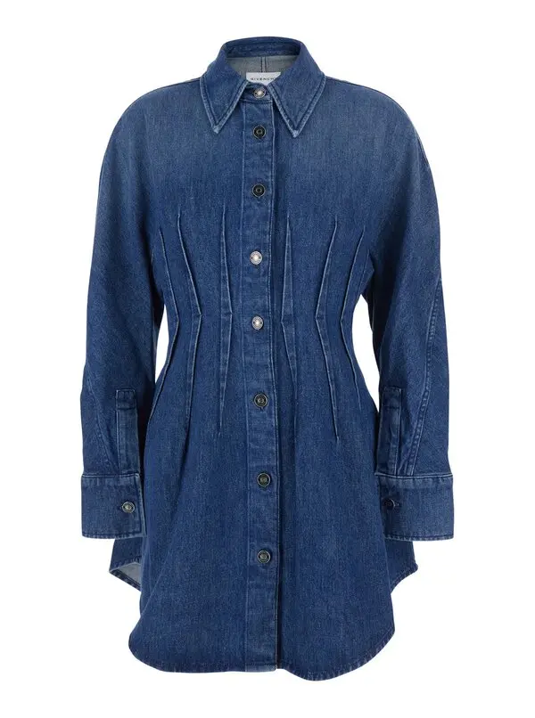 Givenchy Denim Dress With Pointed Collar - Multicolor
