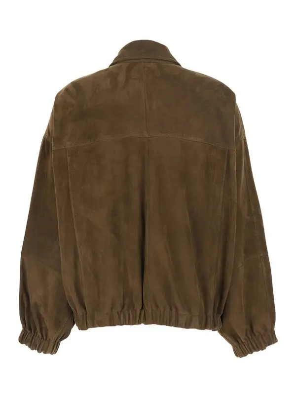 Brunello Cucinelli Suede Jacket With Classic Collar - Multicolor