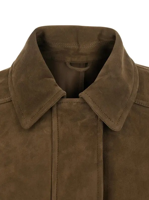 Brunello Cucinelli Suede Jacket With Classic Collar - Multicolor