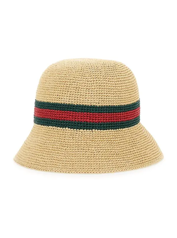 Gucci Straw Web Detail Bucket Hat - Multicolor