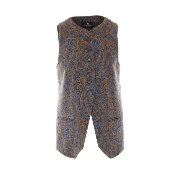 Etro Jacquard Cotton Blend Vest With Paisley Pattern