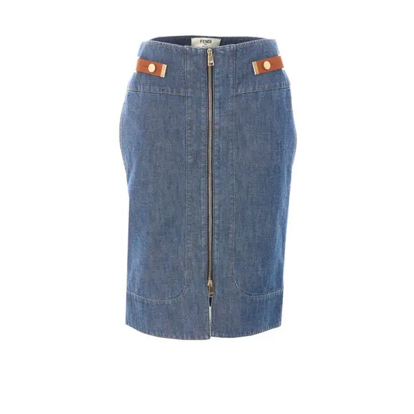 Fendi Straight Midi Denim Skirt