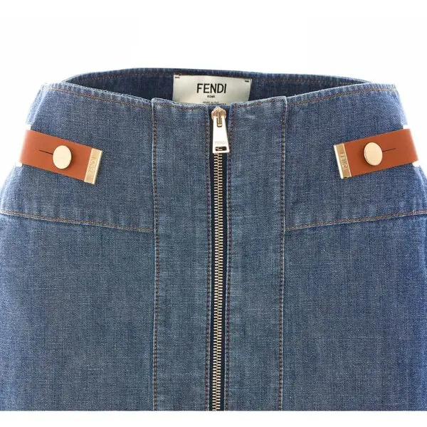 Fendi Straight Midi Denim Skirt