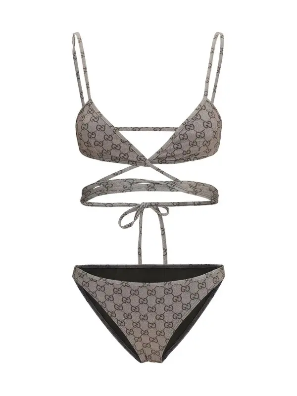 Gucci Printed Stretch Jersey Bikini - Cream