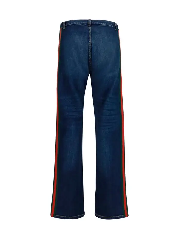Gucci Cotton Jeans With Web Stripe