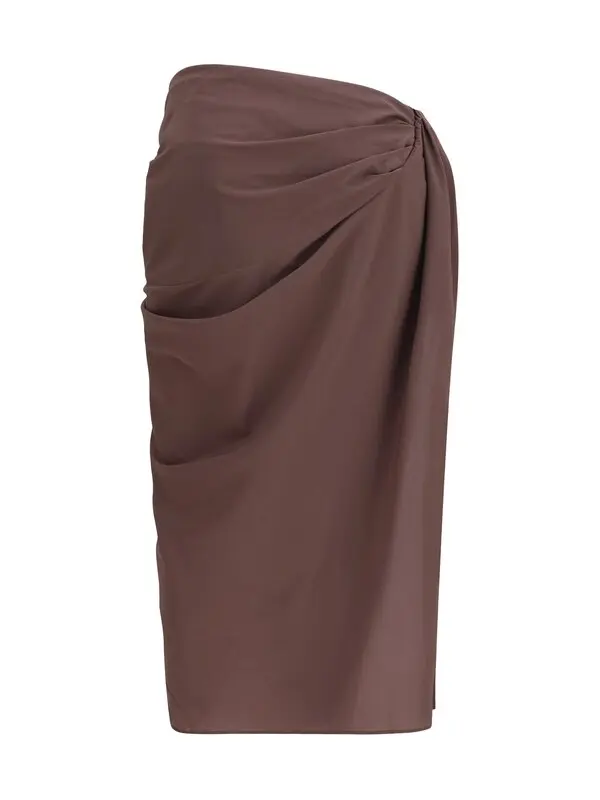 Jacquemus Pareo Skirt In Stretch Muslin - Brown
