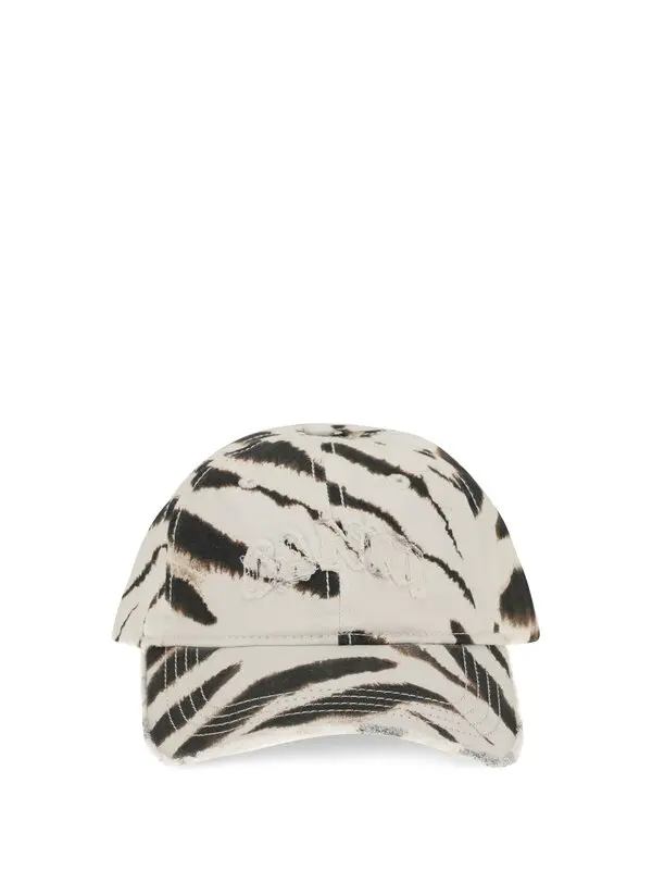 GANNI Zebra Print Baseball Cap
