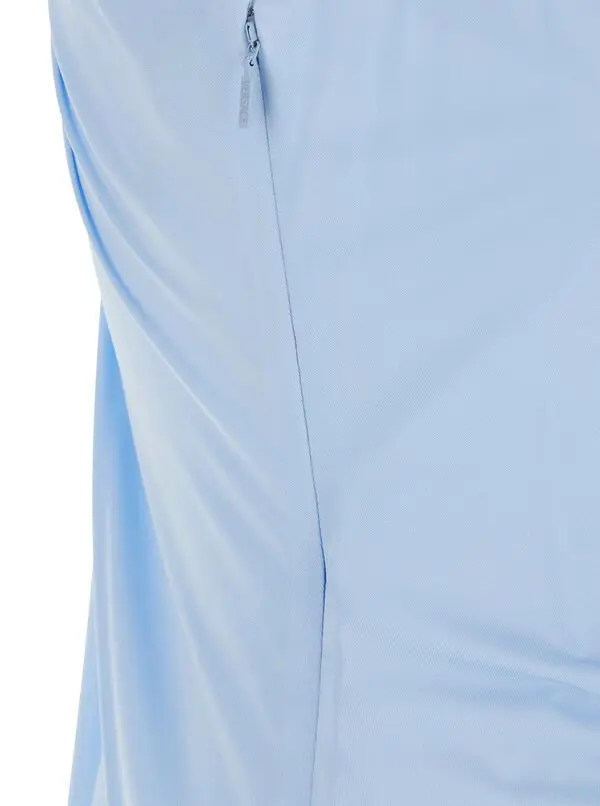 Versace Viscose V-neck Midi Dress With Medusa Plaque - Multicolor