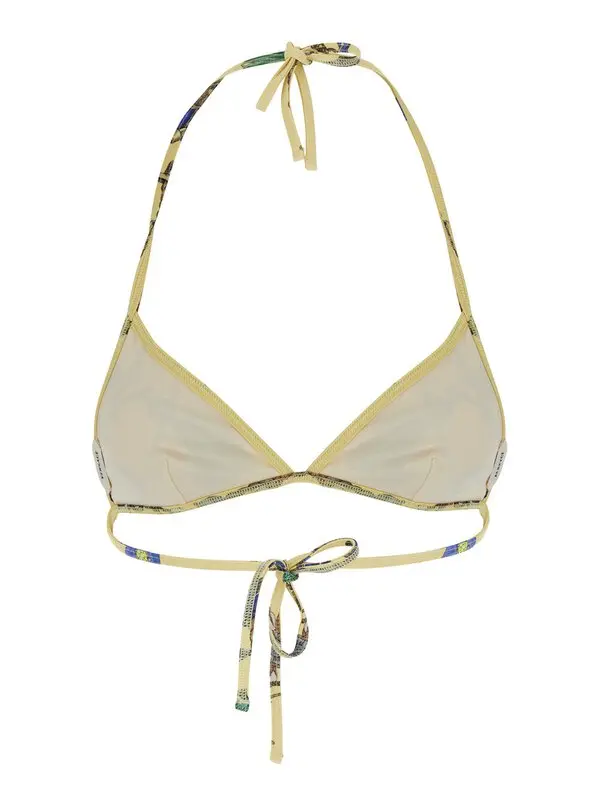 Versace Jewelry Print Stretch Tech Fabric Bikini Top - Multicolor