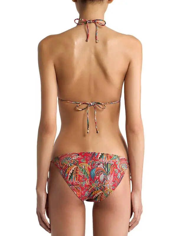 Etro Paisley Foliage Motif Embellished Two Piece Bikini - Red