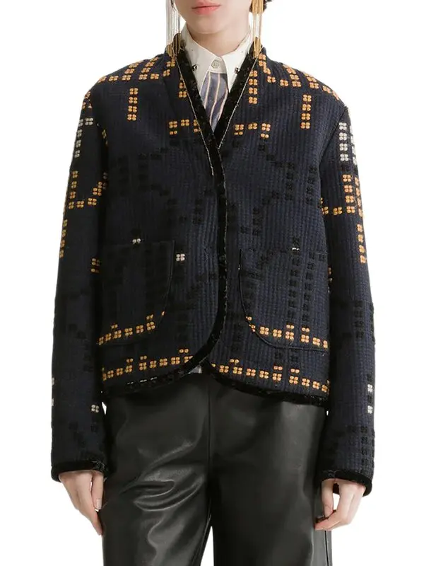 FORTE_FORTE Cropped Jacquard Jacket