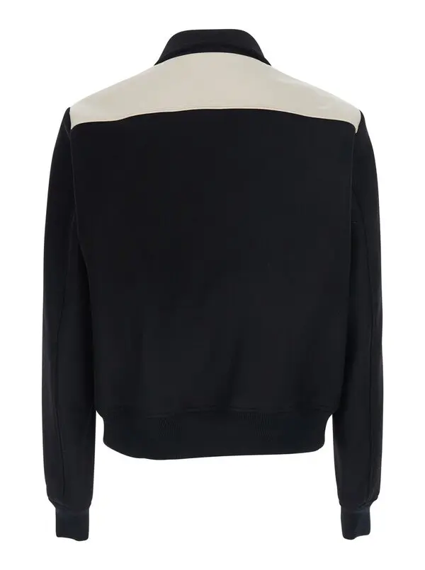 Amiri Black Jacket With Classic Collar And Logo Patch On The Front In Wool Blend For