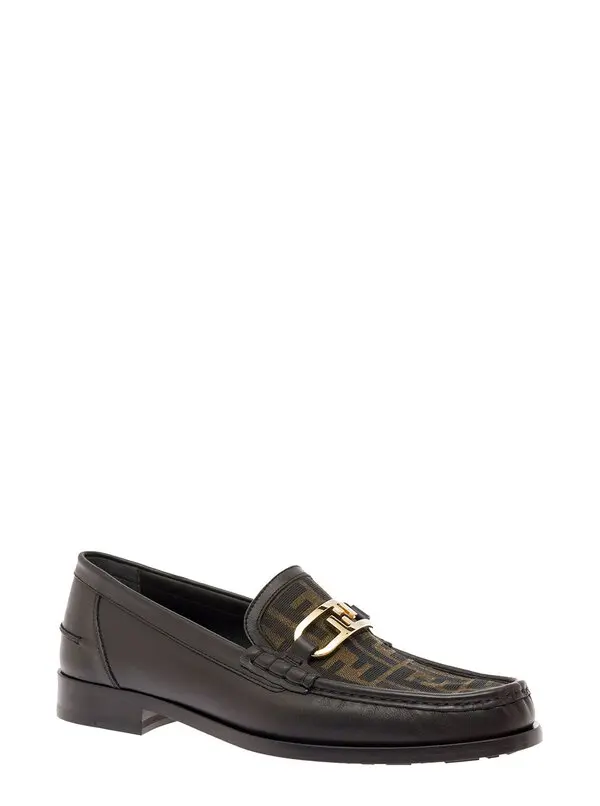 Fendi O'lock Jacquard And Leather Loafers - Multicolor