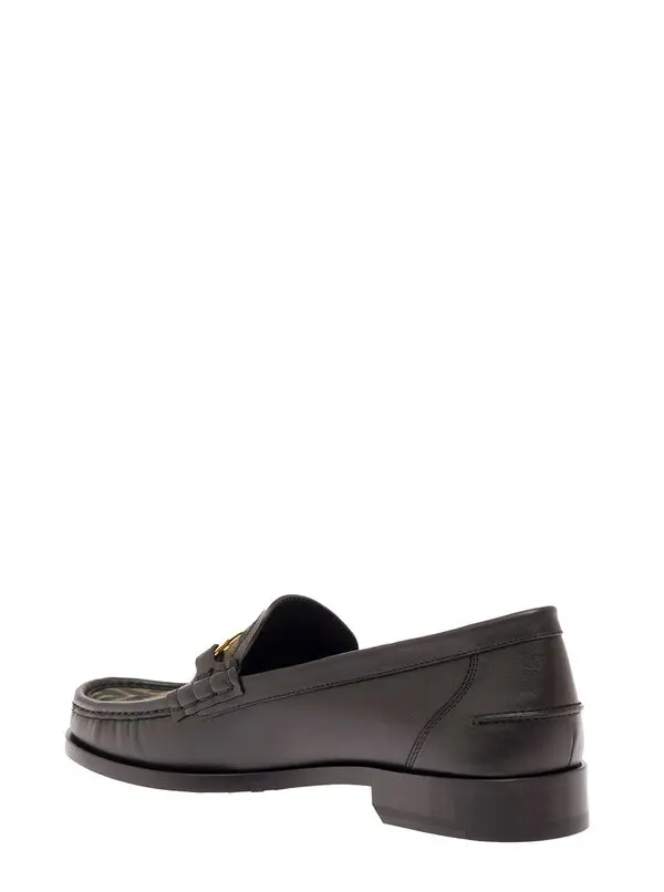 Fendi O'lock Jacquard And Leather Loafers - Multicolor