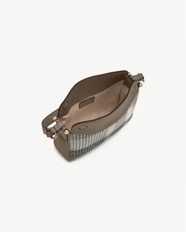 Strathberry Sway Leather Shoulder Bag - Neutral/grey/green