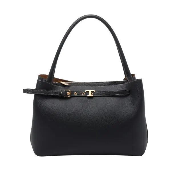 TOD'S Small T Signature Leather Handbag - Black