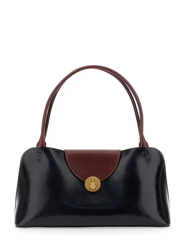 Versace Vivien' Shoulder Bag With Turn Lock Closure And Medusa Plaque In Leather For - Black