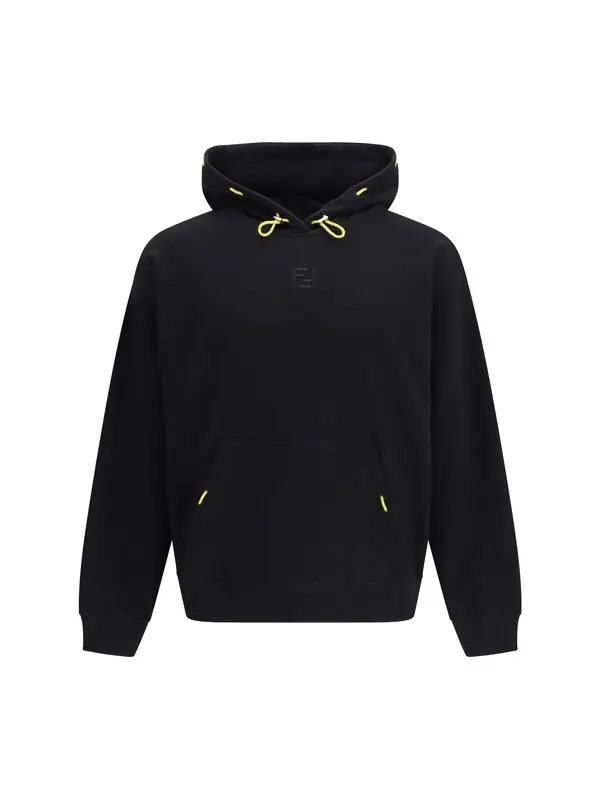 Fendi Hooded Sweatshirt In Cotton With Embroidered Logo - Black