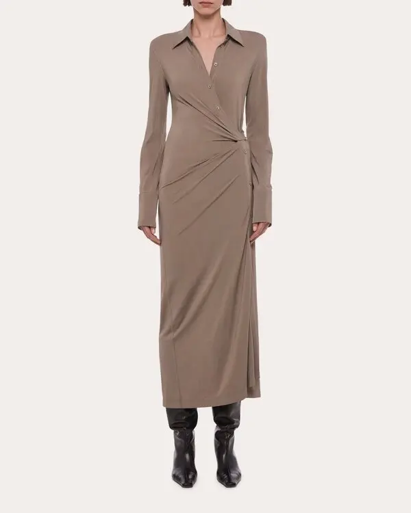 Helmut Lang Stretch Jersey Twisted Shirt Dress