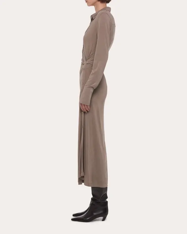 Helmut Lang Stretch Jersey Twisted Shirt Dress