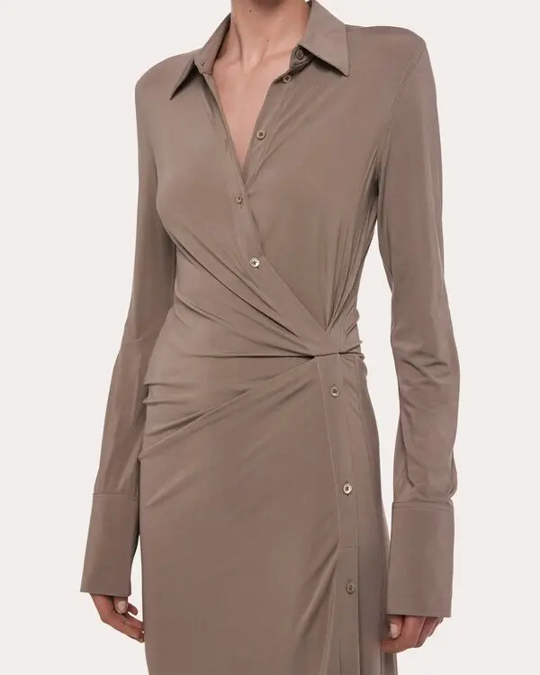 Helmut Lang Stretch Jersey Twisted Shirt Dress