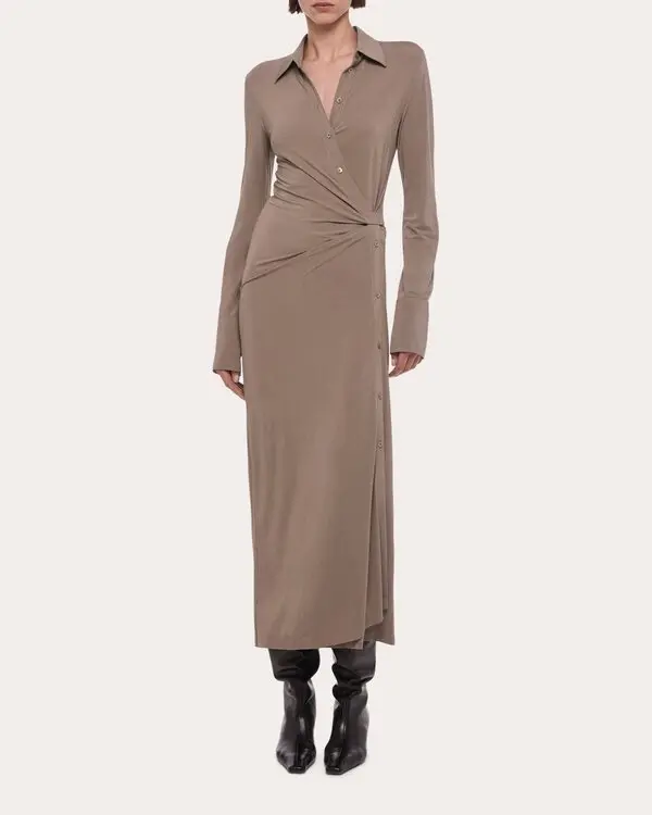 Helmut Lang Stretch Jersey Twisted Shirt Dress