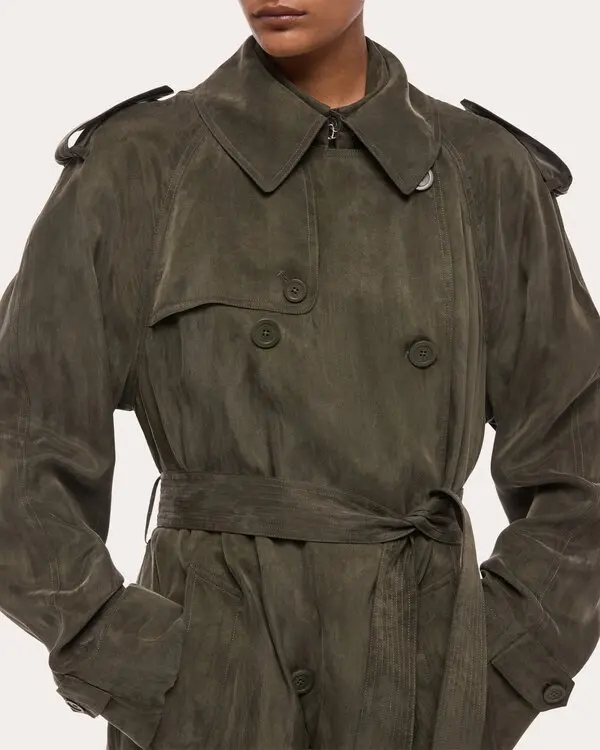 Helmut Lang Fluid Microsuede Trench Coat