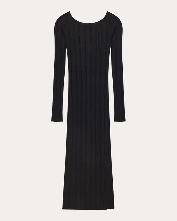 Helmut Lang Wide Rib Knit Boatneck Midi Dress