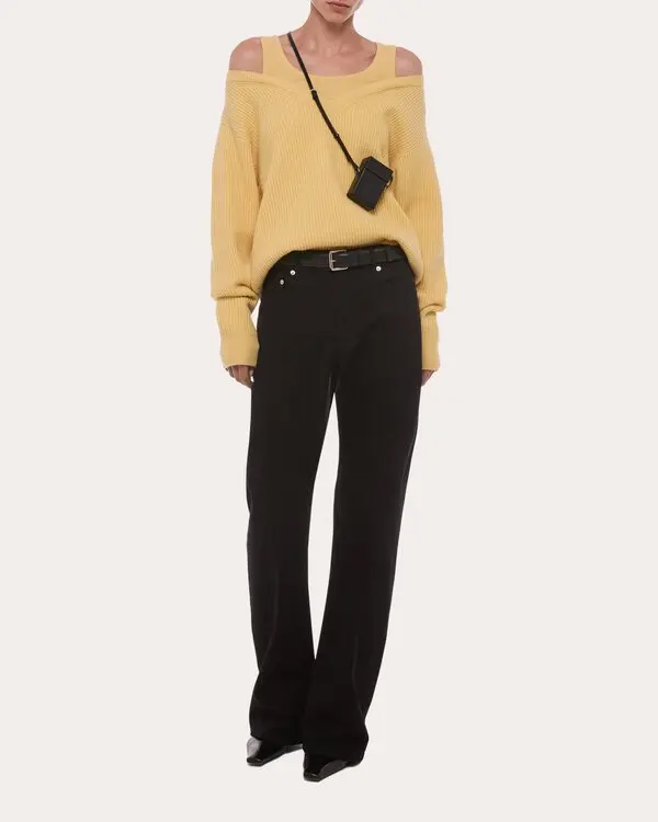 Helmut Lang Ribbed Wool Layered V-neck Sweater