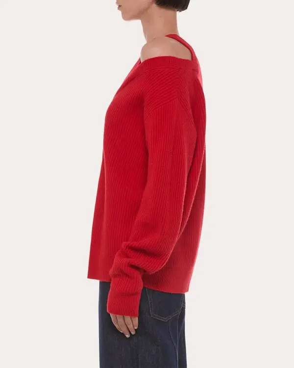 Helmut Lang Ribbed Wool Layered V-neck Sweater