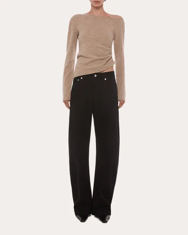 Helmut Lang Wool Asymmetric Drape Top