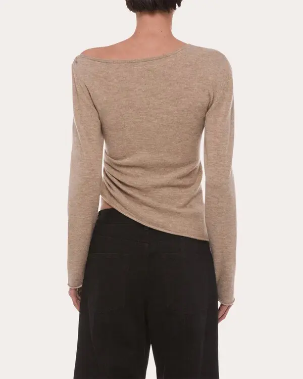 Helmut Lang Wool Asymmetric Drape Top