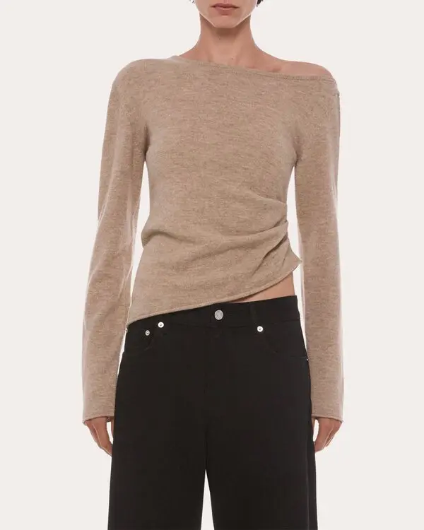 Helmut Lang Wool Asymmetric Drape Top