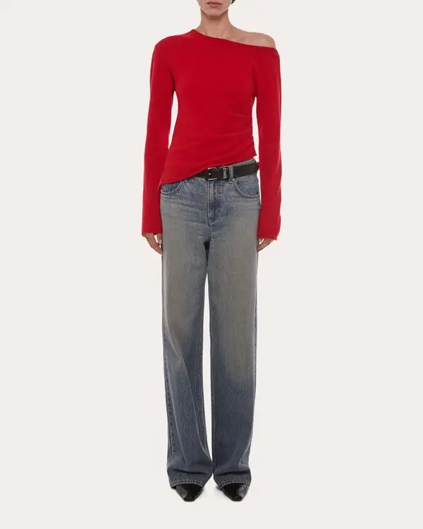 Helmut Lang Wool Asymmetric Drape Top