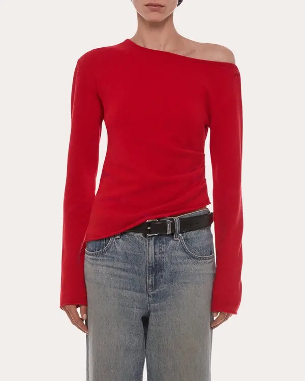 Helmut Lang Wool Asymmetric Drape Top