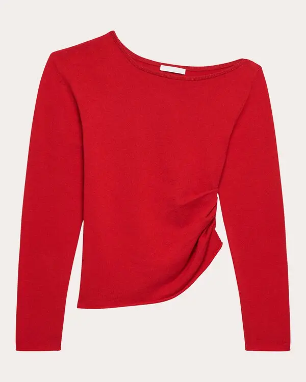 Helmut Lang Wool Asymmetric Drape Top