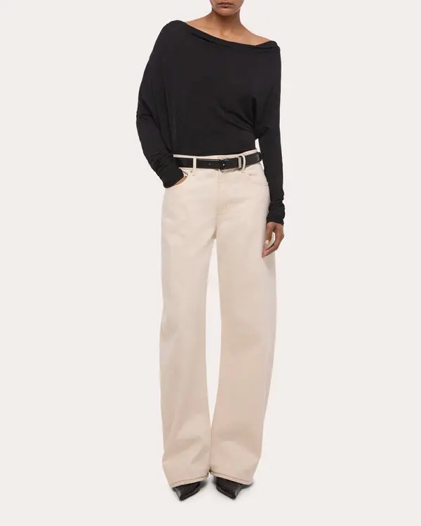 Helmut Lang Organic Italian Denim Mid-rise Saddle Jeans