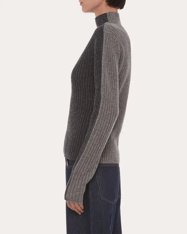 Helmut Lang Ribbed Wool Mock Neck Sweater