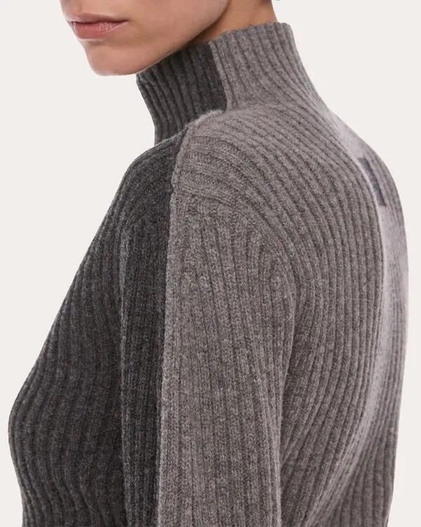 Helmut Lang Ribbed Wool Mock Neck Sweater