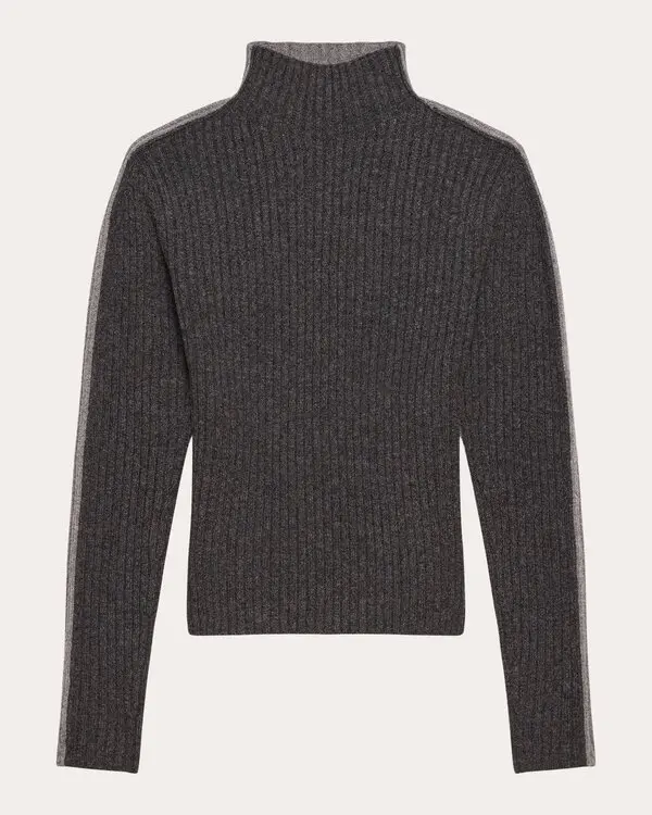 Helmut Lang Ribbed Wool Mock Neck Sweater