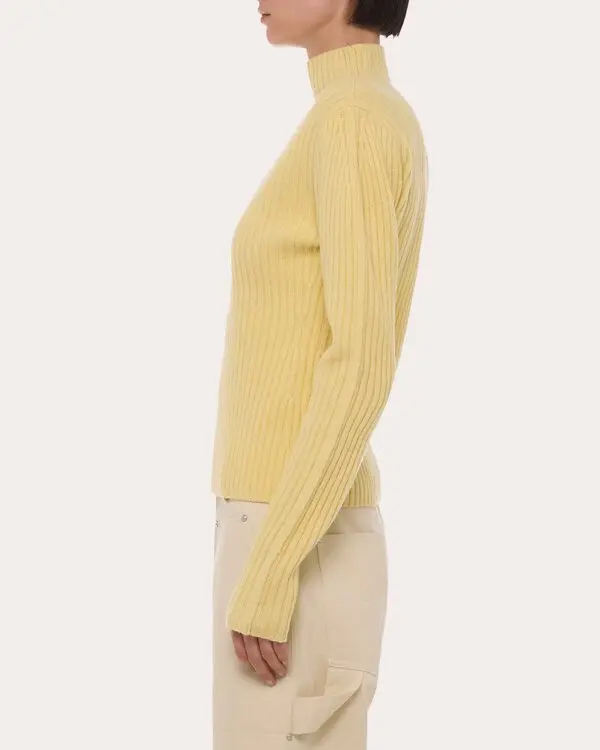 Helmut Lang Ribbed Wool Mock Neck Sweater
